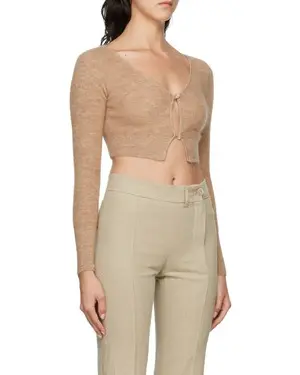 Jacquemus Long Sleeve Cropped Cardigan - Nude