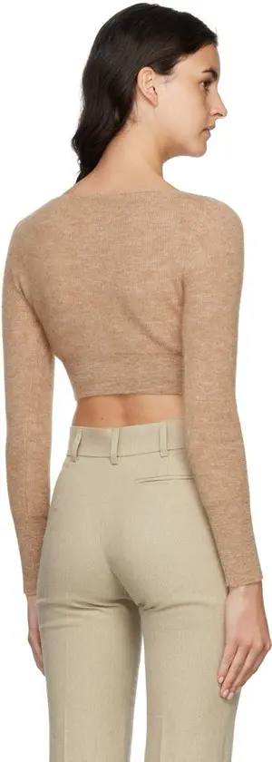 Jacquemus Long Sleeve Cropped Cardigan - Nude