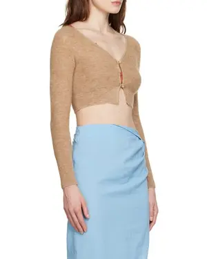 Jacquemus Long Sleeve Cropped Cardigan - Nude
