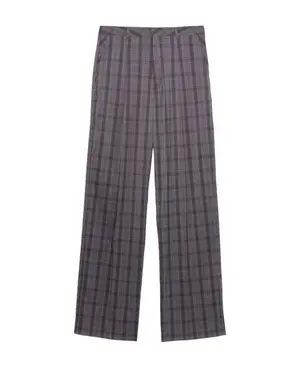 R13 Plaid Wide Leg Trousers - Black