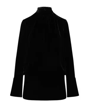 Saint Laurent Cut-out Detailed Long-sleeved Dress