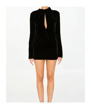 Saint Laurent Cut-out Detailed Long-sleeved Dress