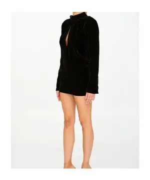 Saint Laurent Cut-out Detailed Long-sleeved Dress