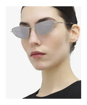 Alexander McQueen Metal T-bar Soft Cat-eye Sunglasses - Silver