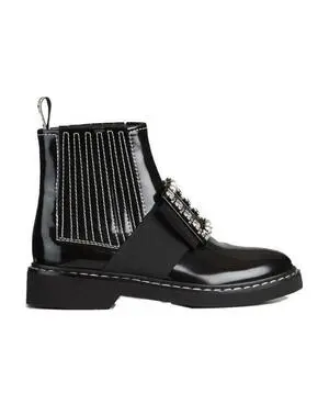 ROGER VIVIER Diamond-button Embroidered Cowhide Ankle Boots