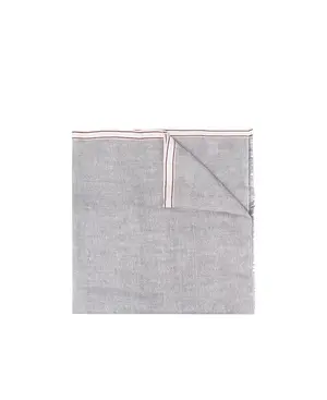 Brunello Cucinelli Striped Frayed Edge Border Scarf - Gray