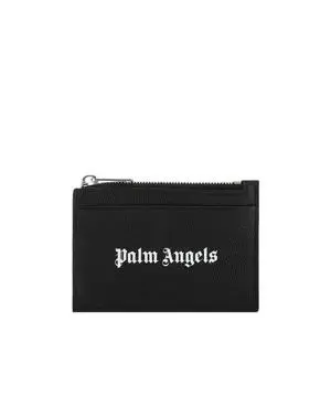Palm Angels Logo Print Zipped Cardholder - Black