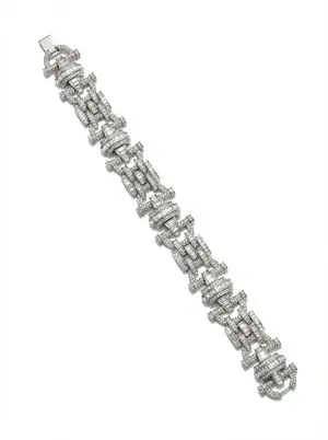 Gucci Crystal And Diamond Link Bracelet - Palladium Gold