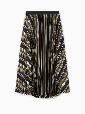 Sacai Striped Pleated Midi Skirt