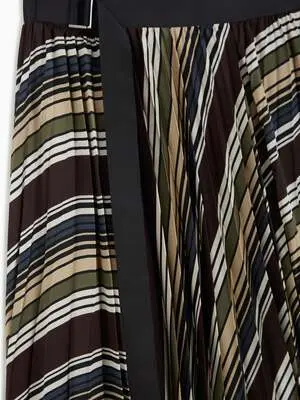 Sacai Striped Pleated Midi Skirt