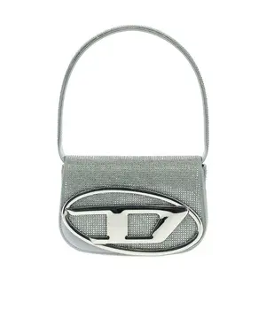 DIESEL® Diesel Embellished Logo Plaque Shoulder Bag Gray