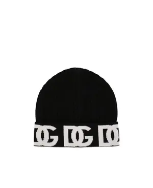 Dolce & Gabbana Dg Logo Jacquard Beanie - Black