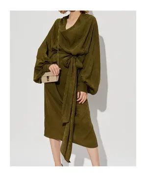 FERRAGAMO Long-sleeved Draped Dress With Slit Back