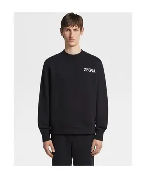 Zegna Logo Cotton Sweatshirt - Black