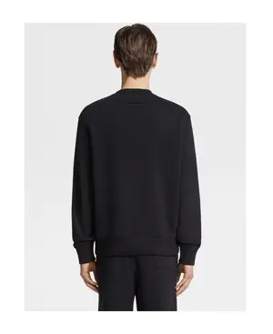 Zegna Logo Cotton Sweatshirt - Black