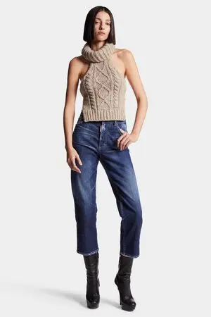 Dsquared2 Logo Patch Distressed Jeans - Blue