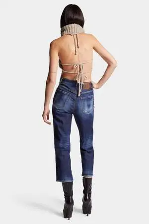 Dsquared2 Logo Patch Distressed Jeans - Blue