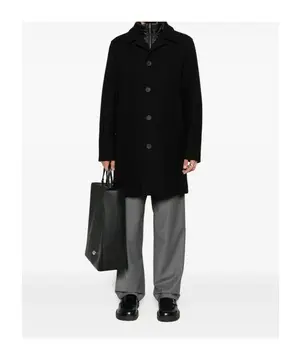 Herno Button-fastening Wool-blend Coat - Black