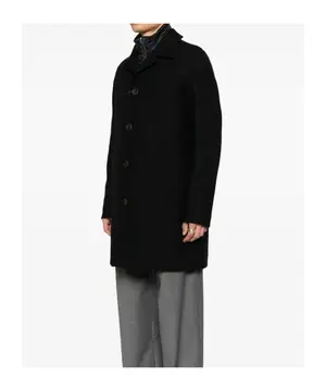 Herno Button-fastening Wool-blend Coat - Black