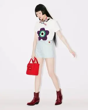 Kenzo Embroidered Logo Denim Shorts - White