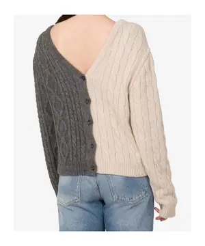 Moschino Two-tone Cable Knit Crew Neck Sweater