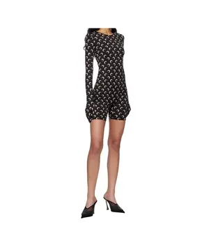 MARINE SERRE Crescent Print Long Sleeve Jumpsuit - Black