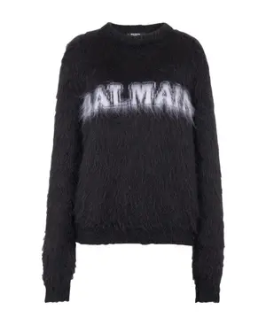 Balmain Logo Jacquard Crewneck Knitted Jumper