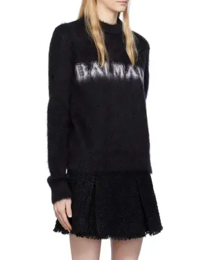 Balmain Logo Jacquard Crewneck Knitted Jumper