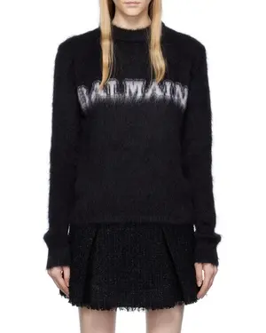 Balmain Logo Jacquard Crewneck Knitted Jumper
