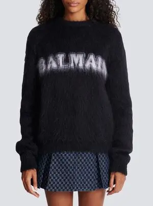 Balmain Logo Jacquard Crewneck Knitted Jumper