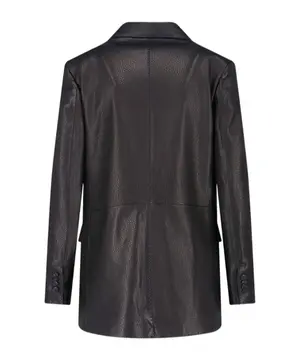 Tagliatore Double-breasted Leather Blazer - Black