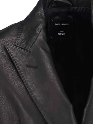 Tagliatore Double-breasted Leather Blazer - Black
