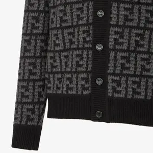Fendi Monogrammed V-neck Cardigan - Black