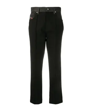 DIESEL® Contrast Waist Straight-leg Pants With Rear Logo Decal
