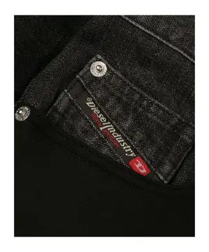 DIESEL® Contrast Waist Straight-leg Pants With Rear Logo Decal