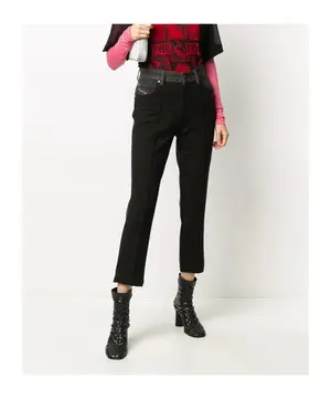 DIESEL® Contrast Waist Straight-leg Pants With Rear Logo Decal
