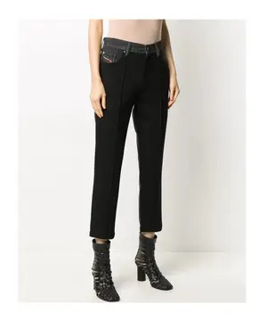 DIESEL® Contrast Waist Straight-leg Pants With Rear Logo Decal