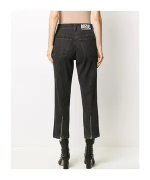 DIESEL® Contrast Waist Straight-leg Pants With Rear Logo Decal