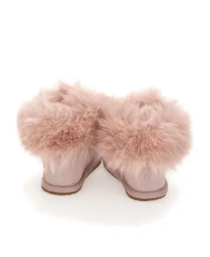 Monnalisa Fur-trimmed Ankle Boots With Bow Detail