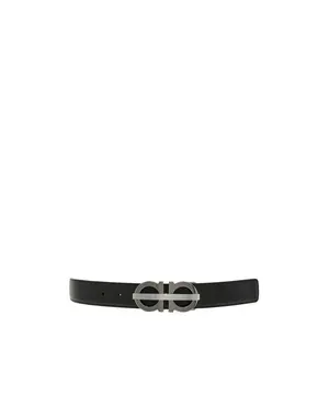 FERRAGAMO Reversible Gancini Buckle Belt - Black