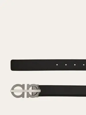 FERRAGAMO Reversible Gancini Buckle Belt - Black
