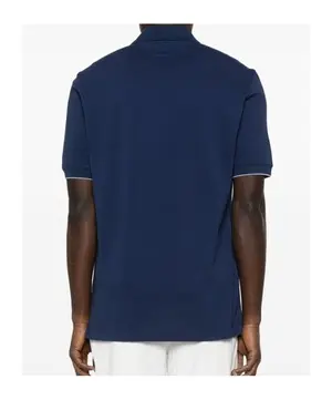 Brunello Cucinelli Logo Detailed Short-sleeved Polo Shirt - Blue
