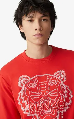 Kenzo Embroidered Tiger Crewneck Sweatshirt - Red