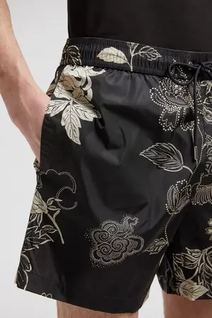 Moncler Floral Print Swim Shorts - Black