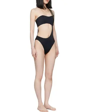 Versace One Piece Cut Out Swimsuit - Black