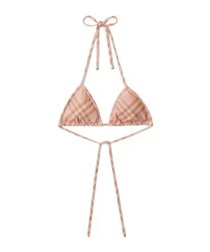 Burberry Checked Halterneck Bikini Top - Nude