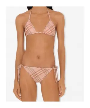 Burberry Checked Halterneck Bikini Top - Nude