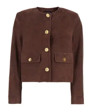 ARMA Lorenne Suede Button-front Jacket - Brown