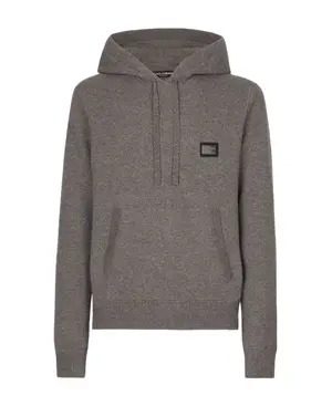 Dolce & Gabbana Logo Plaque Hooded Sweater - Gray