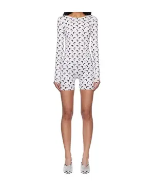 MARINE SERRE Long-sleeved Jumpsuit - White